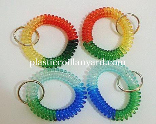 Colorful soft outdoor plastic wrist coil cheap 55mm spiral wrist band coil chain tethers supplier