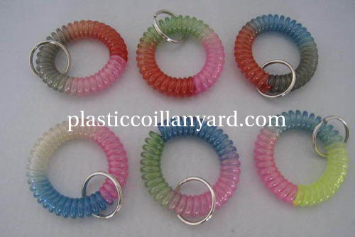 Colorful soft outdoor plastic wrist coil cheap 55mm spiral wrist band coil chain tethers supplier