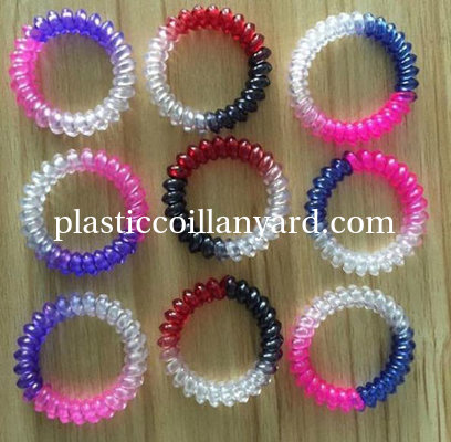 Colorful soft outdoor plastic wrist coil cheap 55mm spiral wrist band coil chain tethers supplier