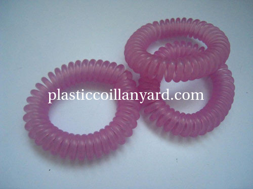 Hand wrist coil spiral stretchable band keychain ring special transparent pink coil holder supplier