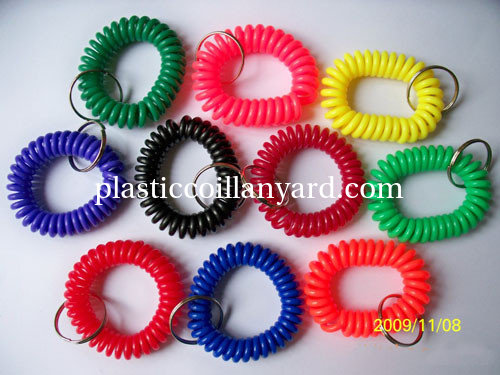 Hot sales China factory wholesale high quality plastic wrist coil key holders key chains supplier