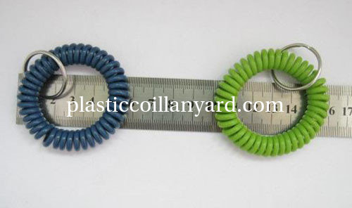 Hot selling in USA solid blue spring coil wrist band holder with key ring holder small MOQ supplier