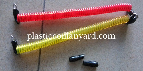 Stretchable spiral coil cord in different colors plastic spring safe wire coil holder rope supplier