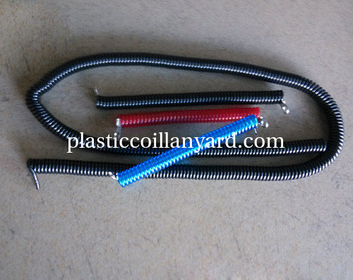 Stretchable spiral coil cord in different colors plastic spring safe wire coil holder rope supplier