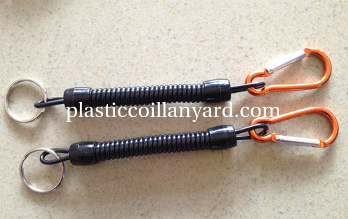 Fishing accessory good black spring coil cord tool holder w/carabiner&key ring for pliers supplier