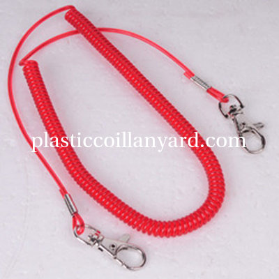 Stainless steel wire core spiral cord fishing tool holder coil lanyard red fishing leash supplier