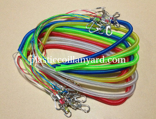 Popular hot selling plastic 3-20M stainless steel wire coil lanyard rod fishing coiltether supplier