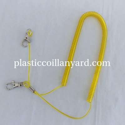 Transparent yellow stainless steel wire inside TPU outside spiral coiled lanyard anti-lost supplier