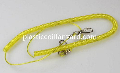 Transparent yellow stainless steel wire inside TPU outside spiral coiled lanyard anti-lost supplier