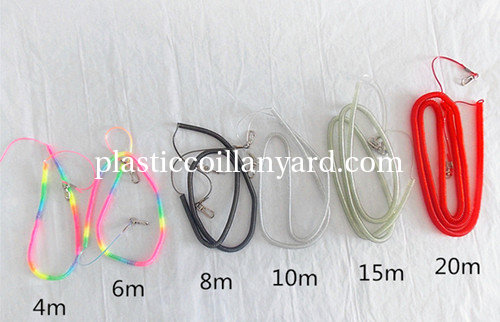 Customized size 4/6/8/10/15/20Metres kahara lanyard spring coil with metal snap hooks supplier