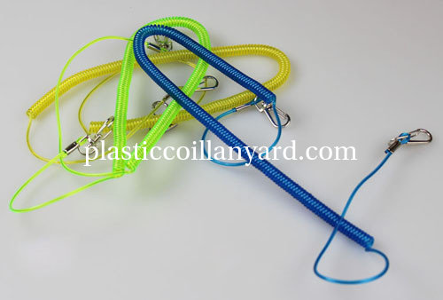 Customized size 4/6/8/10/15/20Metres kahara lanyard spring coil with metal snap hooks supplier