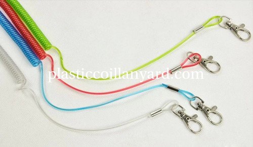 Customized size 4/6/8/10/15/20Metres kahara lanyard spring coil with metal snap hooks supplier