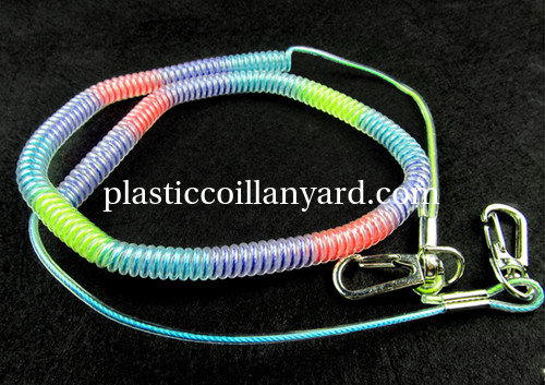 Motley plastic spring string coiled fishing lanyard holder customized length OEM made dir supplier