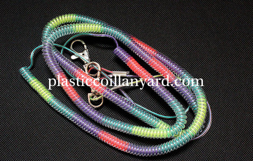 Motley plastic spring string coiled fishing lanyard holder customized length OEM made dir supplier