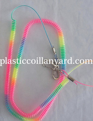 10M heavy duty color mixing retractable stretchy coiled fishing lanyard rope safety tether supplier