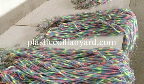 Motley plastic spring string coiled fishing lanyard holder customized length OEM made dir supplier
