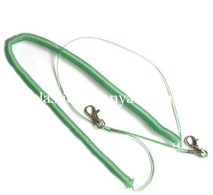 Sea/fly fishing accessory anti-lost long silm plastic transparent green wire coiled leash supplier