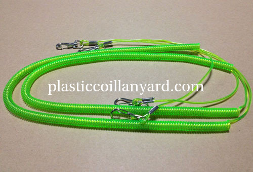 Sea/fly fishing accessory anti-lost long silm plastic transparent green wire coiled leash supplier