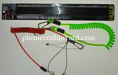 Basic 16cm micro coiled lanyard covered with heavy duty green ruber protect valuable tools supplier