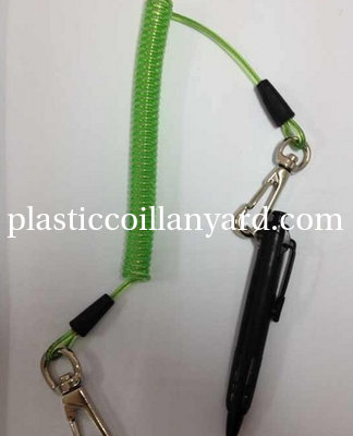 Basic 16cm micro coiled lanyard covered with heavy duty green ruber protect valuable tools supplier