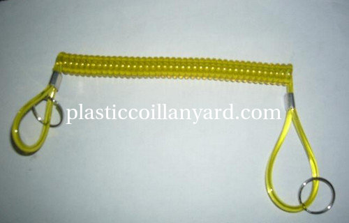 Safety yellow coiled cable tool lanyard economical elastic spiral anti-drop accessory rope supplier