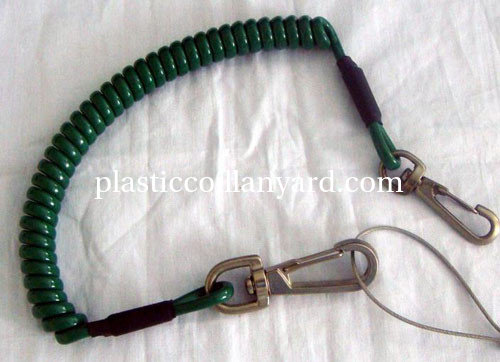 2Meter Lobster Clasp Hook Transparent Green Flexible Toll Safety Line Coiled Lanyard Rope supplier