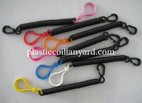 Solid Blue 4mm PU Cord Dia Heavy Duty Tool Coil Lanyard Tether w/Split Ring&Snap Hook supplier