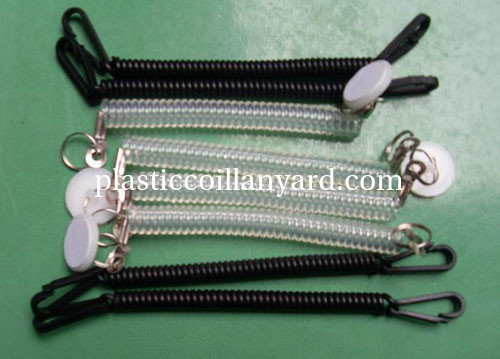 Solid Blue 4mm PU Cord Dia Heavy Duty Tool Coil Lanyard Tether w/Split Ring&Snap Hook supplier