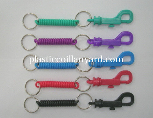 Muti Colors Short Bungee Spring Coil PlasticTrigger Snap Coil w/Key Ring supplier