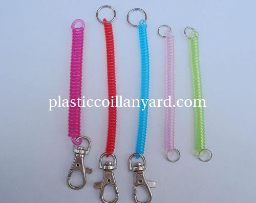 Muti Colors Short Bungee Spring Coil PlasticTrigger Snap Coil w/Key Ring supplier
