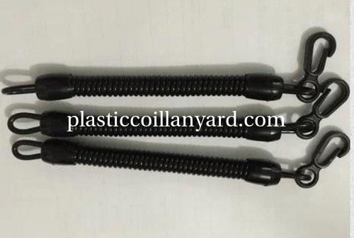 Plastic Spring Clip Coiled Cord and Plastic Snap Hook All in Solid Black Color Good Fasteners supplier