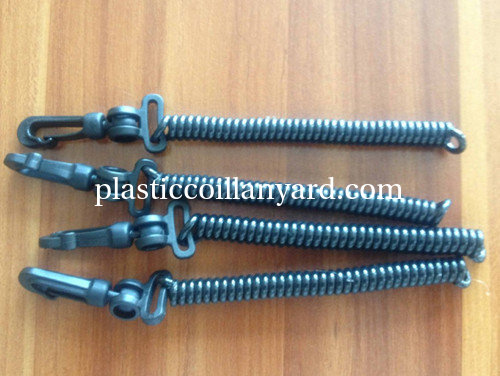 Plastic Spring Clip Coiled Cord and Plastic Snap Hook All in Solid Black Color Good Fasteners supplier