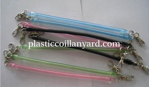 Translucent Blue Long Coil Key Ring Holder Coil Anti-Lost Fastener Coil Tethers supplier