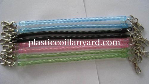 Translucent Blue Long Coil Key Ring Holder Coil Anti-Lost Fastener Coil Tethers supplier