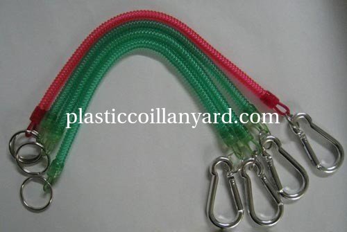 Custom Silver Carabiner and Split Key Ring Attached Good Elastic Coil Chains supplier