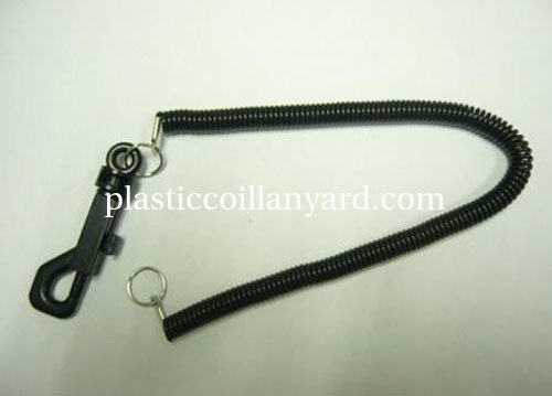 Custom Silver Carabiner and Split Key Ring Attached Good Elastic Coil Chains supplier