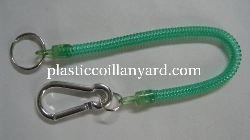 Plastic Spring 30cm Unstretched Length Black Sprial Key Coil w/Split Ring Cellphone Loop and Press-in Hook supplier