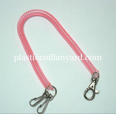 Plastic Spring 30cm Unstretched Length Black Sprial Key Coil w/Split Ring Cellphone Loop and Press-in Hook supplier