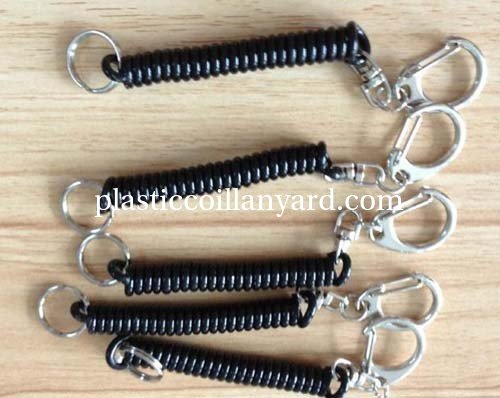 Solid Black Plastic Spring Key Chain Strap Hot Sales for Attaching Bags Wallets ID Products supplier