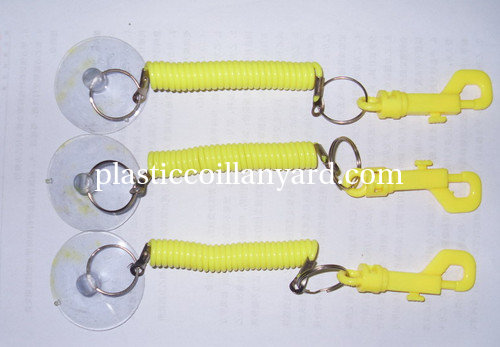 Solid Red Trigger Snap Key Holder with Sucker Economical Spiral Key Ring Retainers supplier