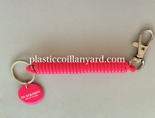 Solid Red Trigger Snap Key Holder with Sucker Economical Spiral Key Ring Retainers supplier