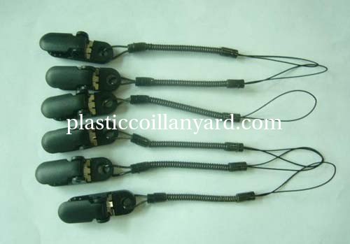 High Quality Tooth Black Plastic Clip and Slim Short Black Spring String Cord Tether Combo supplier