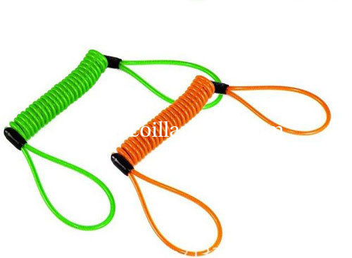 Flexible plastic customized size coil tether w/mini loop on two ends simple tool wire lanyards supplier