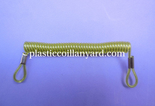Flexible plastic customized size coil tether w/mini loop on two ends simple tool wire lanyards supplier