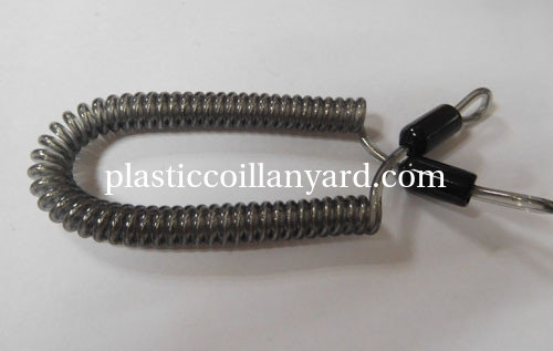 Flexible plastic customized size coil tether w/mini loop on two ends simple tool wire lanyards supplier