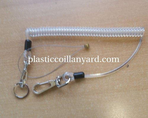 Top quality Transparent Clear Cable Wire Coil Lanyard Hot Selling Security Retractabl Leash Retainers supplier