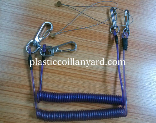 Top quality Transparent Clear Cable Wire Coil Lanyard Hot Selling Security Retractabl Leash Retainers supplier
