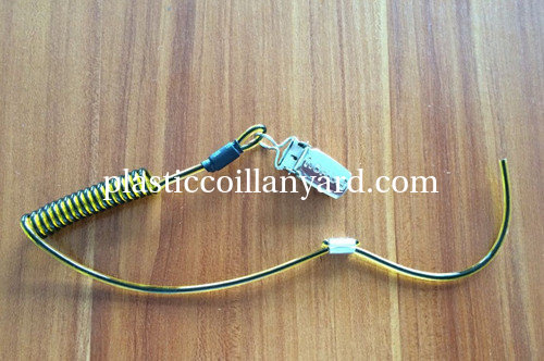 Fashion Transparent Clear Protection Retractable Coil Leash Retainer Plastic Black Cord Inside w/Custom Plastic Clip supplier