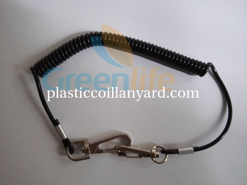 Custom Special Solid Green Steel Cable Core Spiral Coil Tool Lanyard Reduce Lossing Risk supplier