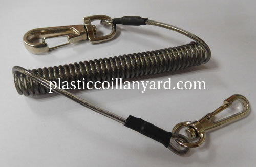 Transparent Yellow Custom Color Flexible Anti-Drop Spring Steel Wire Coil Lanyard Tool Tether supplier